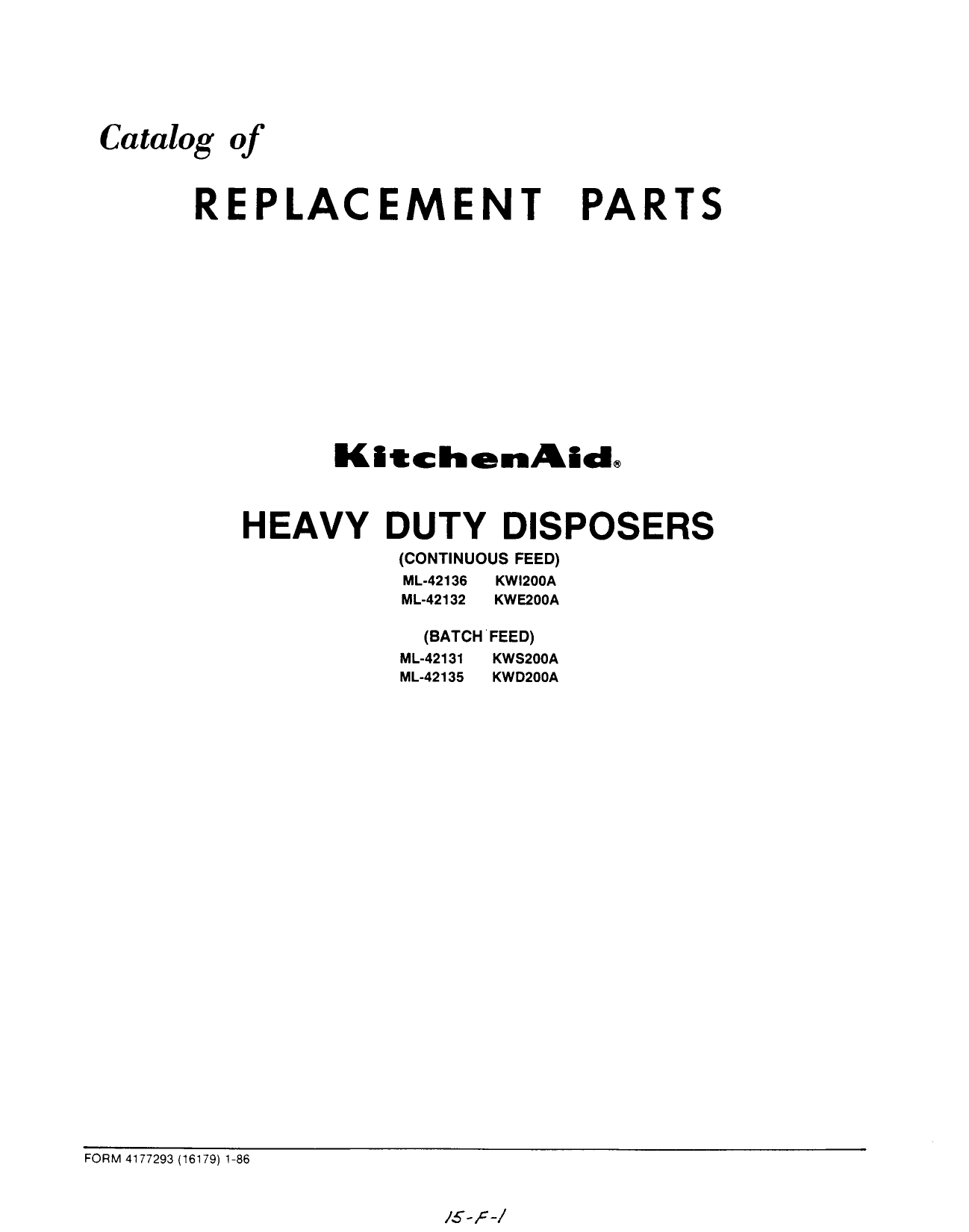 Kitchenaid KWS200A Disposal Template | Manualzz