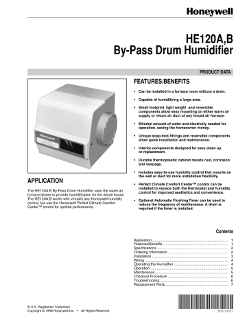 Honeywell HE120A1002 Humidifier Owner's Manual | Manualzz