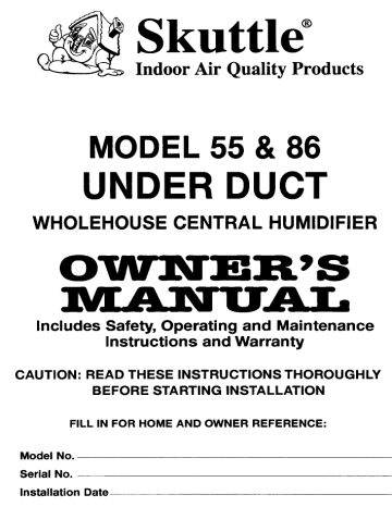 Skuttle 86 Humidifier Owner's Manual | Manualzz