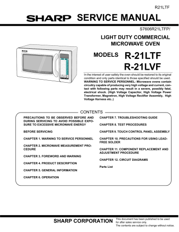 Sharp R21LTF Microwave Owner's Manual | Manualzz