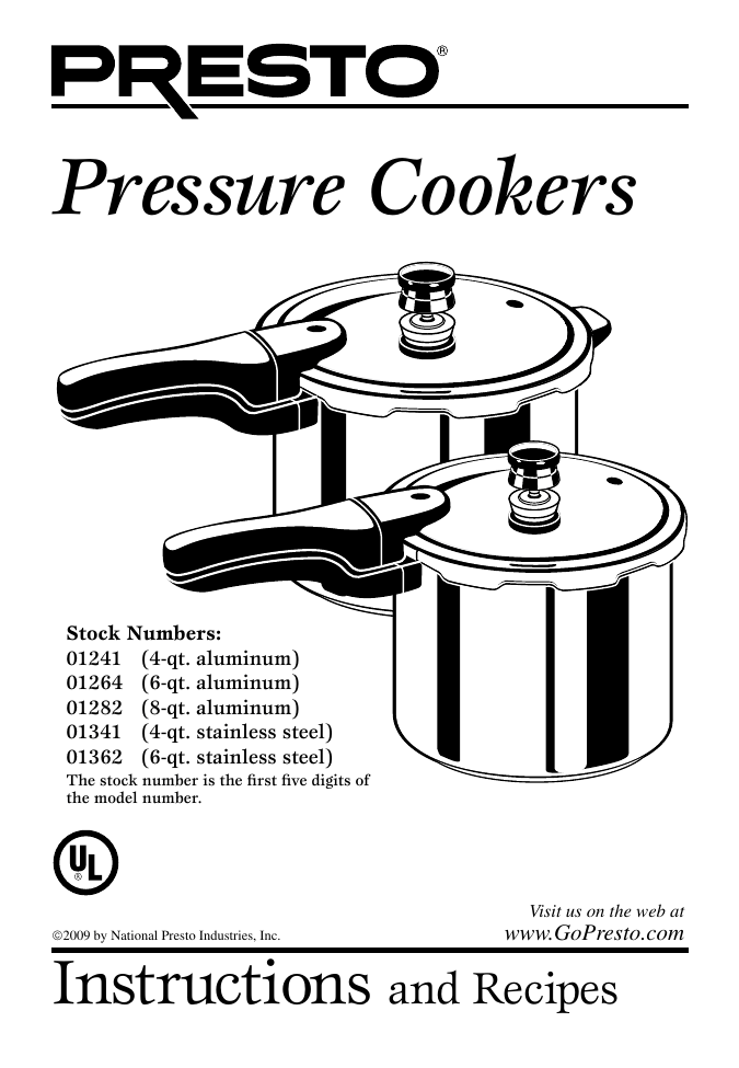 Presto 0136210, 0128206, 0134108, 0126410 Owner's manual | Manualzz