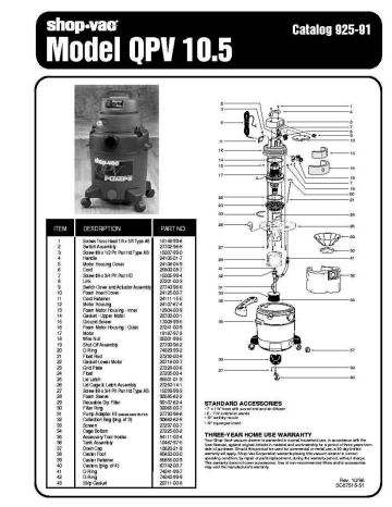 Shop Vac QPV10.5 Vacuum Cleaner Owner's Manual | Manualzz