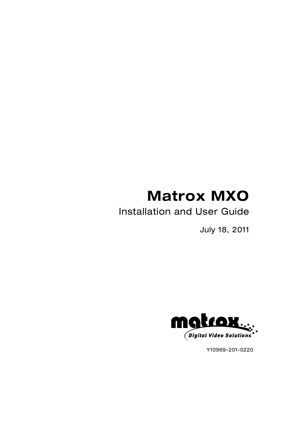 Matrox MXO Installation And User Manual | Manualzz