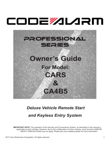 Voxx CA4B5 1-Way Transmitter Kit User Manual | Manualzz