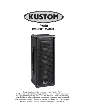 Kustom PA50 PA System Owner’s Manual | Manualzz