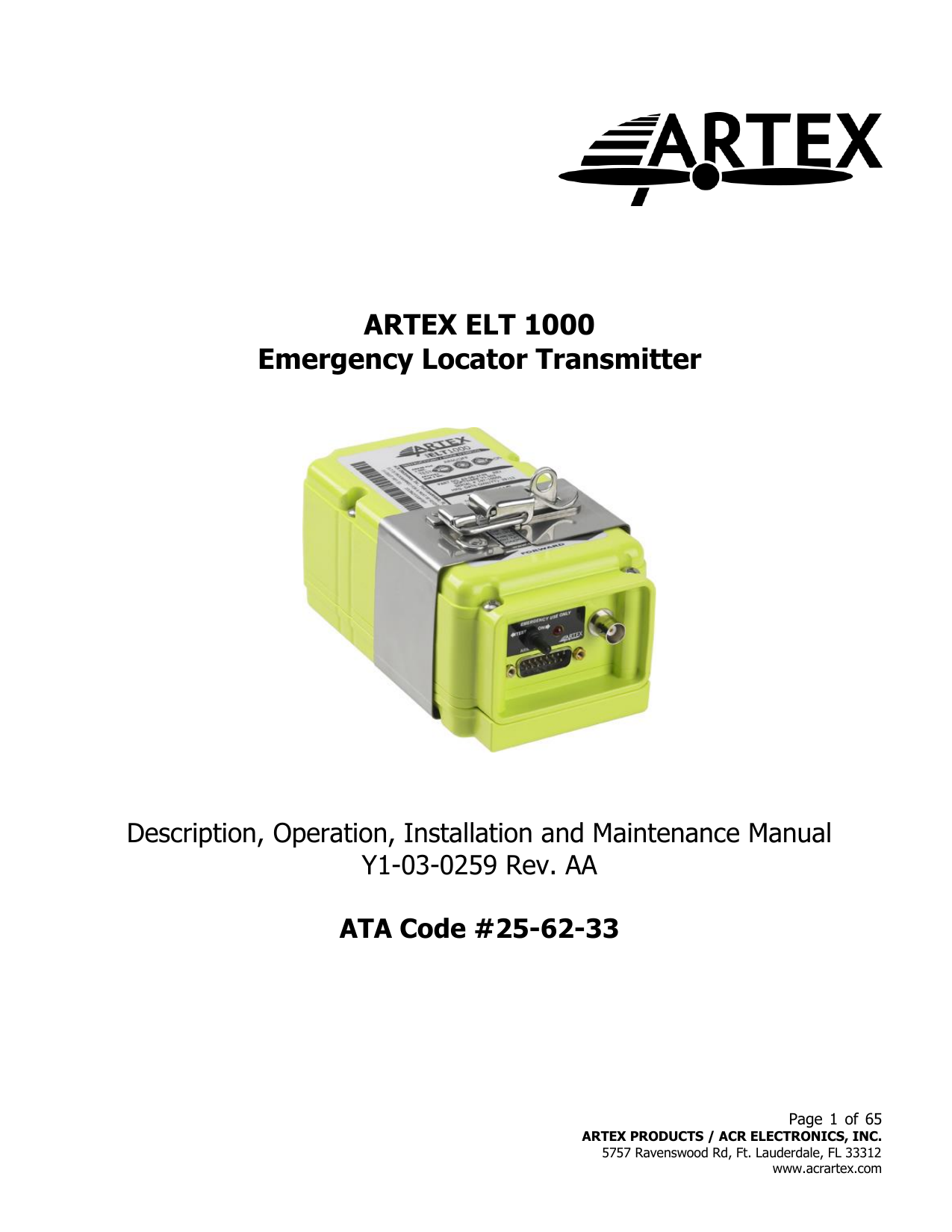 ACR Electronics ELT 1000 Manual | Manualzz