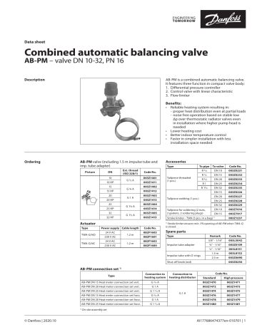 Danfoss AB-PM valve 数据表 | Manualzz