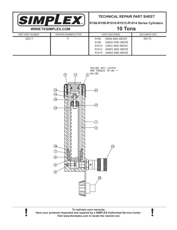 Simplex R1010, R1012, R1014, R106, R108 - 54511 Repair Part Sheet ...