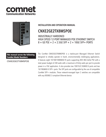 Comnet CNXE2GE2TX8MSPOE Manual | Manualzz