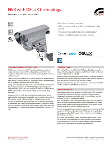 Videotec NVX Stainless steel FULL HD camera Tech Data Sheet | Manualzz