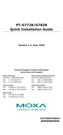 Moxa PT-G7828 Series Quick Install Guide | Manualzz