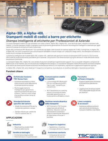 TSC Alpha-30L Scheda tecnica del prodotto | Manualzz