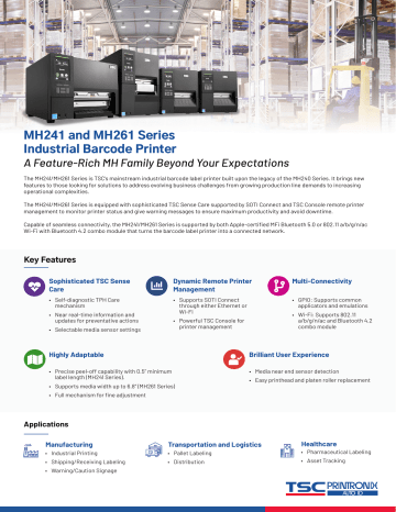 TSC MH241 Series Product sheet | Manualzz