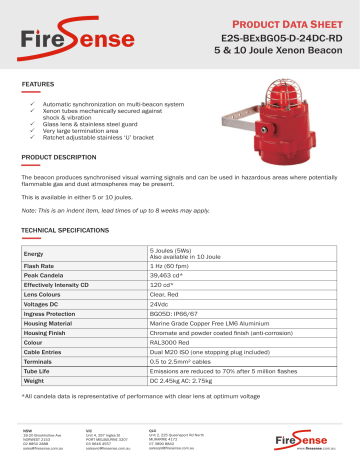 FireSense Hazardous Area Beacon Special Detection Datasheet | Manualzz