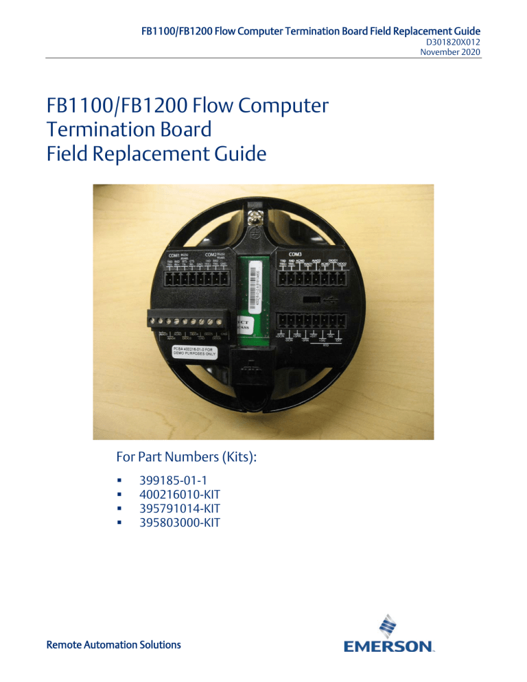 Remote Automation Solutions FB1100/FB1200 Flow Computer Termination ...