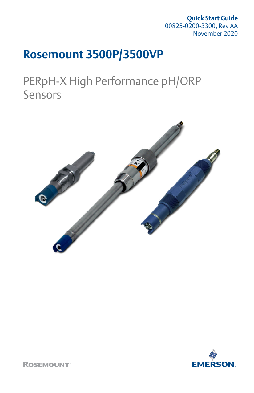 Rosemount 3500P/3500VP PERpH-X High Performance pH/ORP Sensors Quick ...