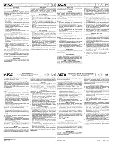 Asco Series 210 AC 1 Hung Diaphragm Bedienungsanleitung | Manualzz