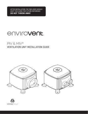 EnviroVent PIV Loft Mounted Unit Installation Guide | Manualzz