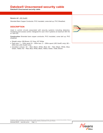 NEXANS OLEX CABLE 6 CORE 14/020 100M Data Sheet | Manualzz