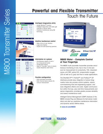 Mettler Toledo M800 Water Transmitter Datasheet | Manualzz