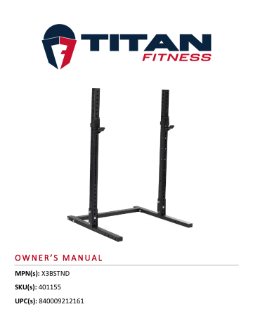 Titan Fitness X-3 Series Short Squat Stand Manual | Manualzz