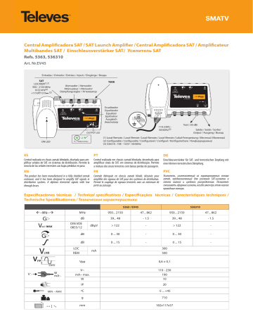 Televes MiniKom F broadband multiband amplifier 2 inputs: VHF/UHF-SAT ...