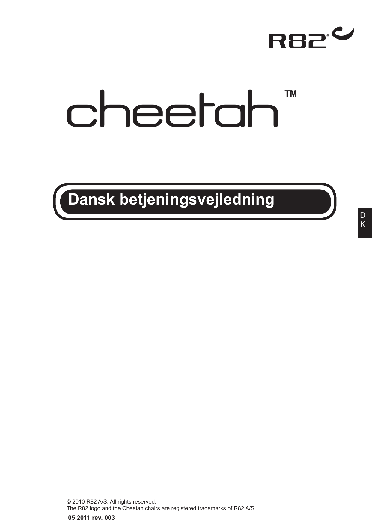 R82 Cheetah Seating Brugermanual | Manualzz