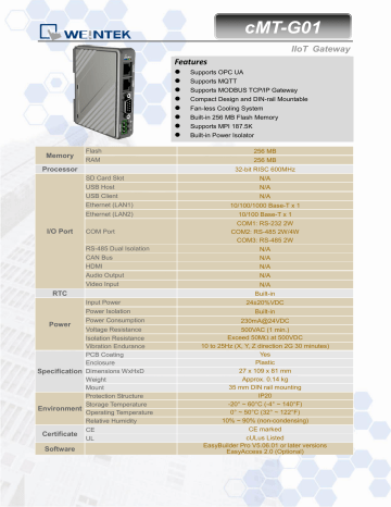 Weintek cMT-G01 Data Sheet | Manualzz
