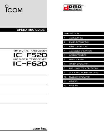 Icom IC-F62D dPMR Owner Manual | Manualzz