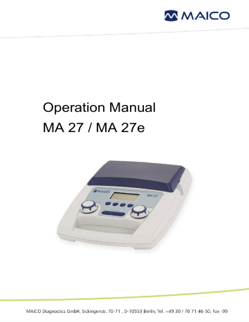 Maico MA 27, MA 27e Operation Manual | Manualzz