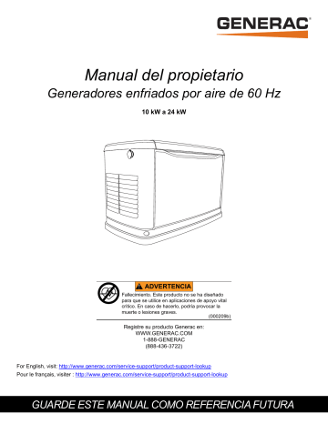 Generac 24 kW G0072100 Standby Generator Manual de usuario | Manualzz