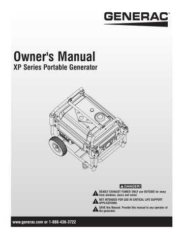 Generac XP10000E G0059322 Portable Generator Manual | Manualzz