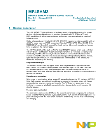NXP MIFARE® SAM AV3 Data Sheet | Manualzz