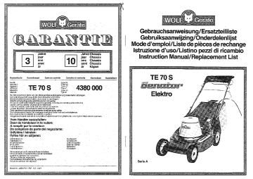 WOLF-Garten TE 70 S Senator Elektro Owner Manual | Manualzz