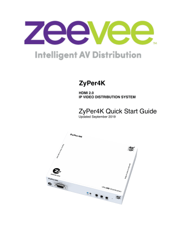ZeeVee ZyPer4K Quick Start Guide | Manualzz