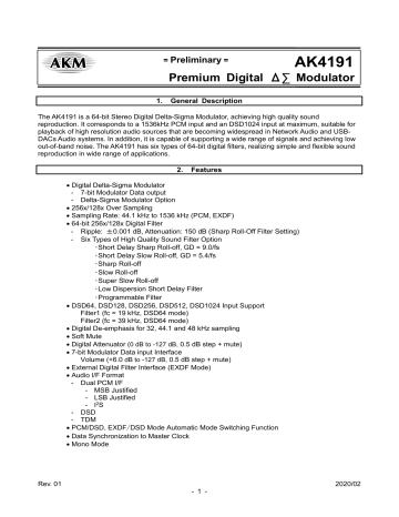 AKM AK4191EQ Spec Sheet | Manualzz