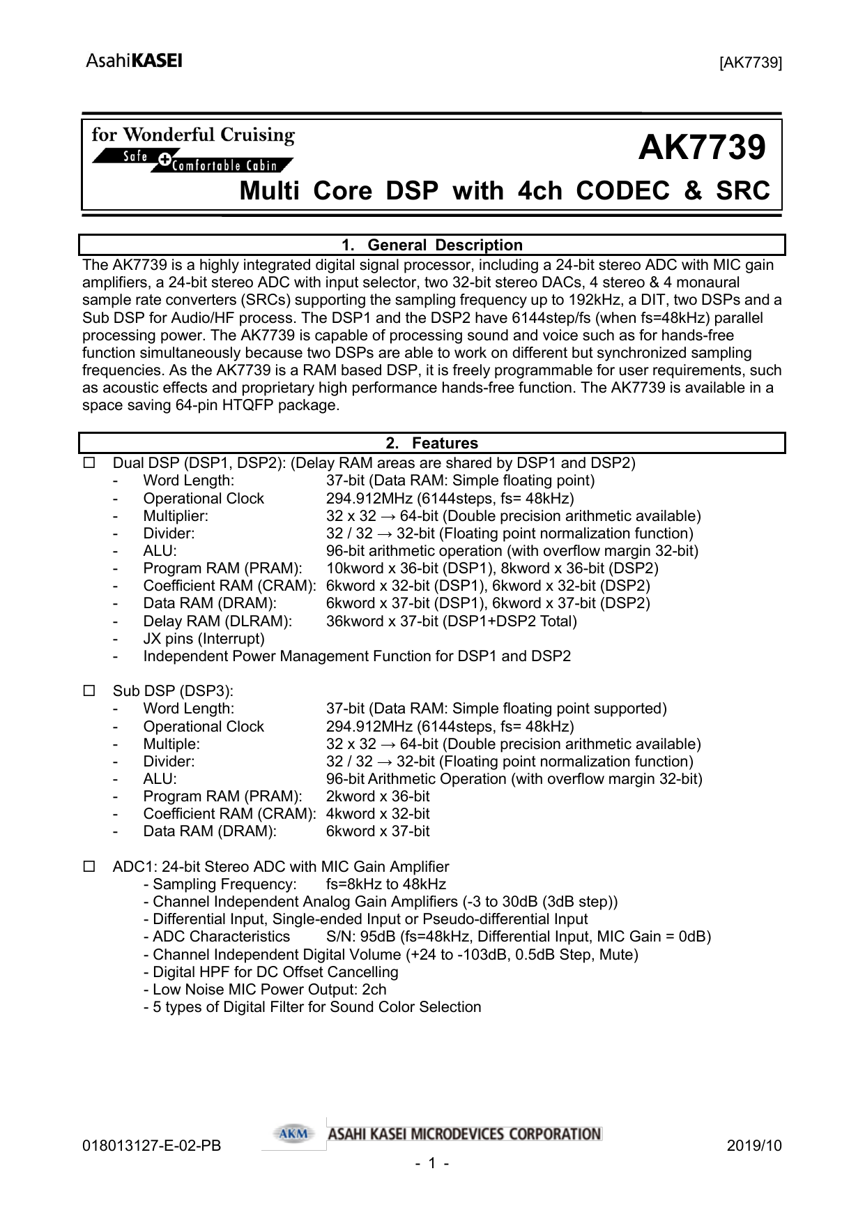 AKM AK7739VQ Spec Sheet | Manualzz