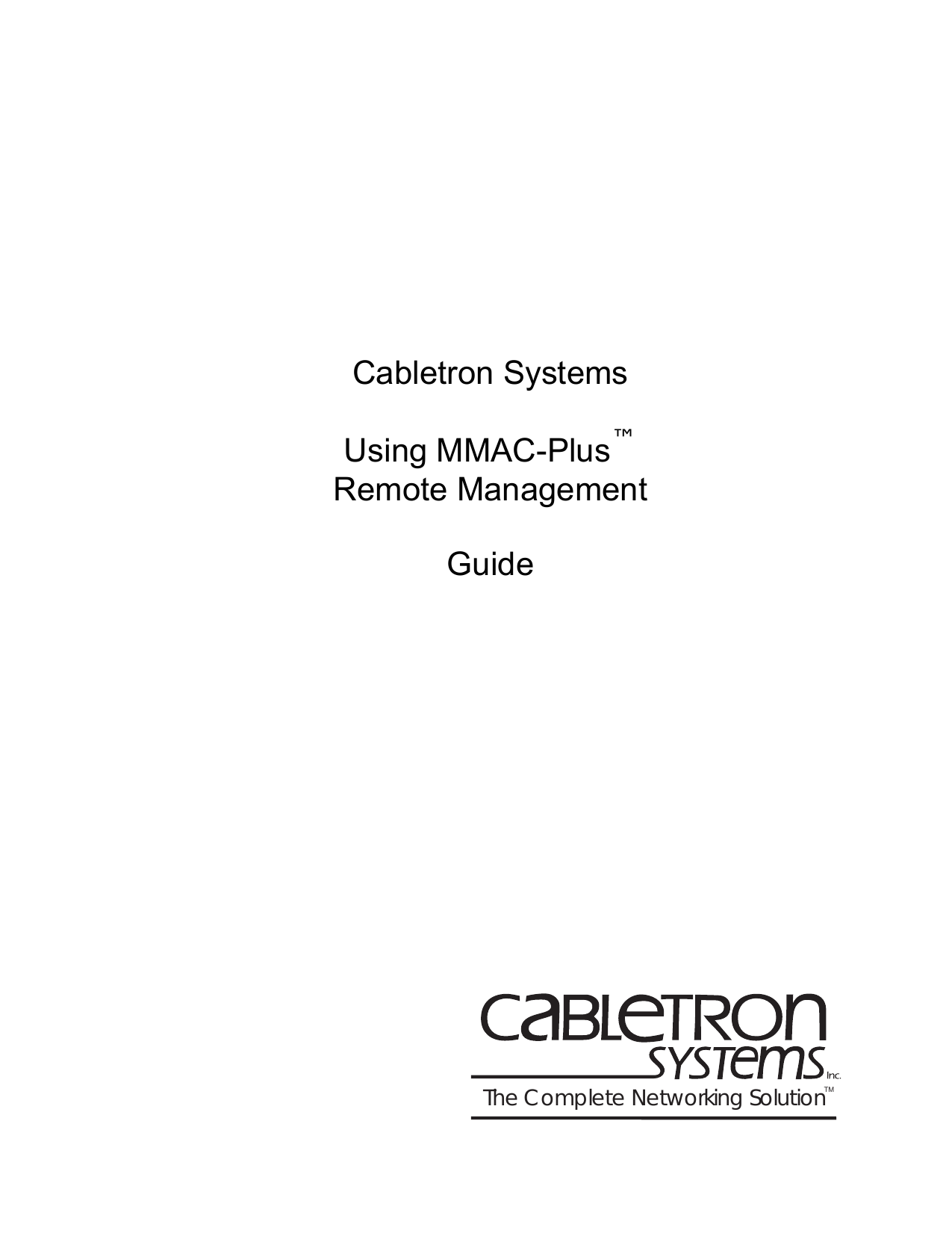 Cabletron Systems MMAC-Plus, SmartSwitch 6000 Management Manual | Manualzz