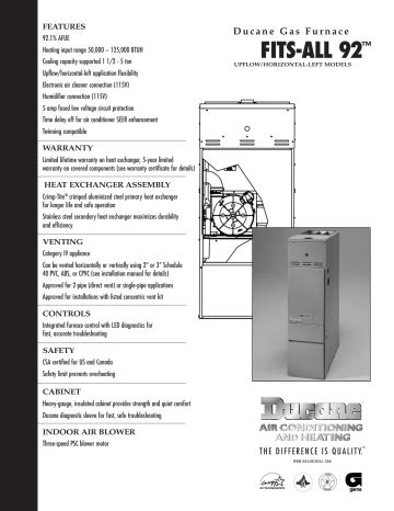 Ducane Fits-All 92 Specifications | Manualzz