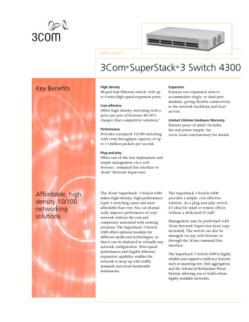 3Com SuperStack 3 4300 Datasheet | Manualzz
