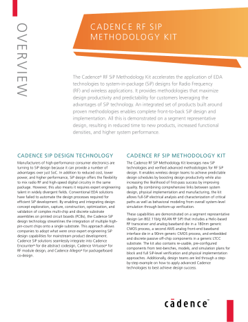 Cadence CADENCE RF SIP METHODOLOGY KIT Datasheet | Manualzz