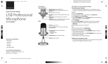 Insignia NS-PAUBMD8 USB Microphone Quick Setup Guide | Manualzz