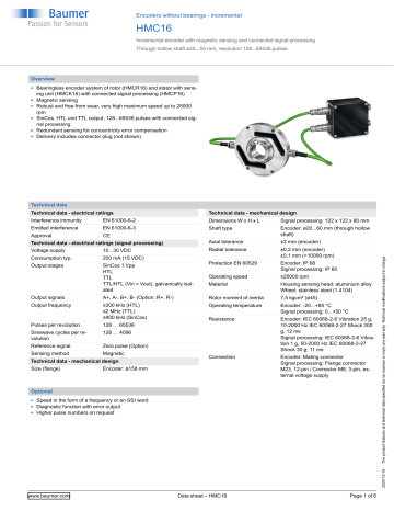 Baumer HMC16 Encoder Data sheet | Manualzz