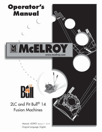 McElroy A430101 Pitbull® 1-4 in. 120 V Dips Fusion Machine Installation manual | Manualzz