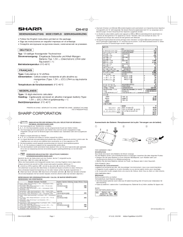 Sharp ch 412 desk calculator Owner Manual | Manualzz