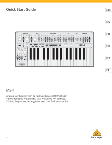 Behringer MS-1-BU Keys and Synthesizer Quick Start Guide | Manualzz
