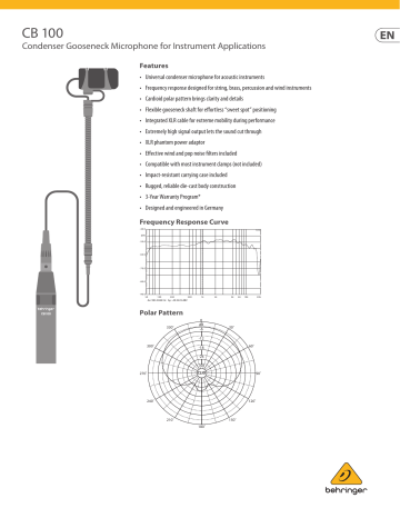 Behringer CB 100 Microphone Quick Start Guide | Manualzz
