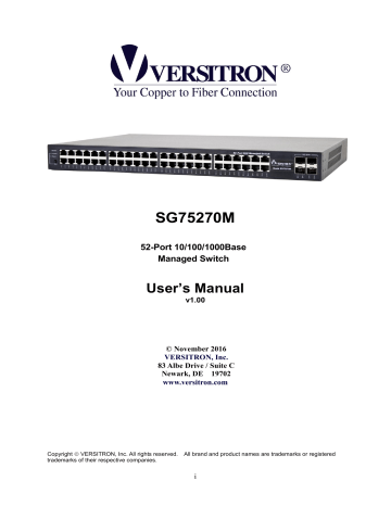 Versitron SG75270M 52-Port 10/100/1000 User's Manual | Manualzz