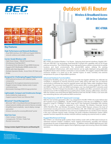 BEC 4700A Outdoor Router Datasheet | Manualzz