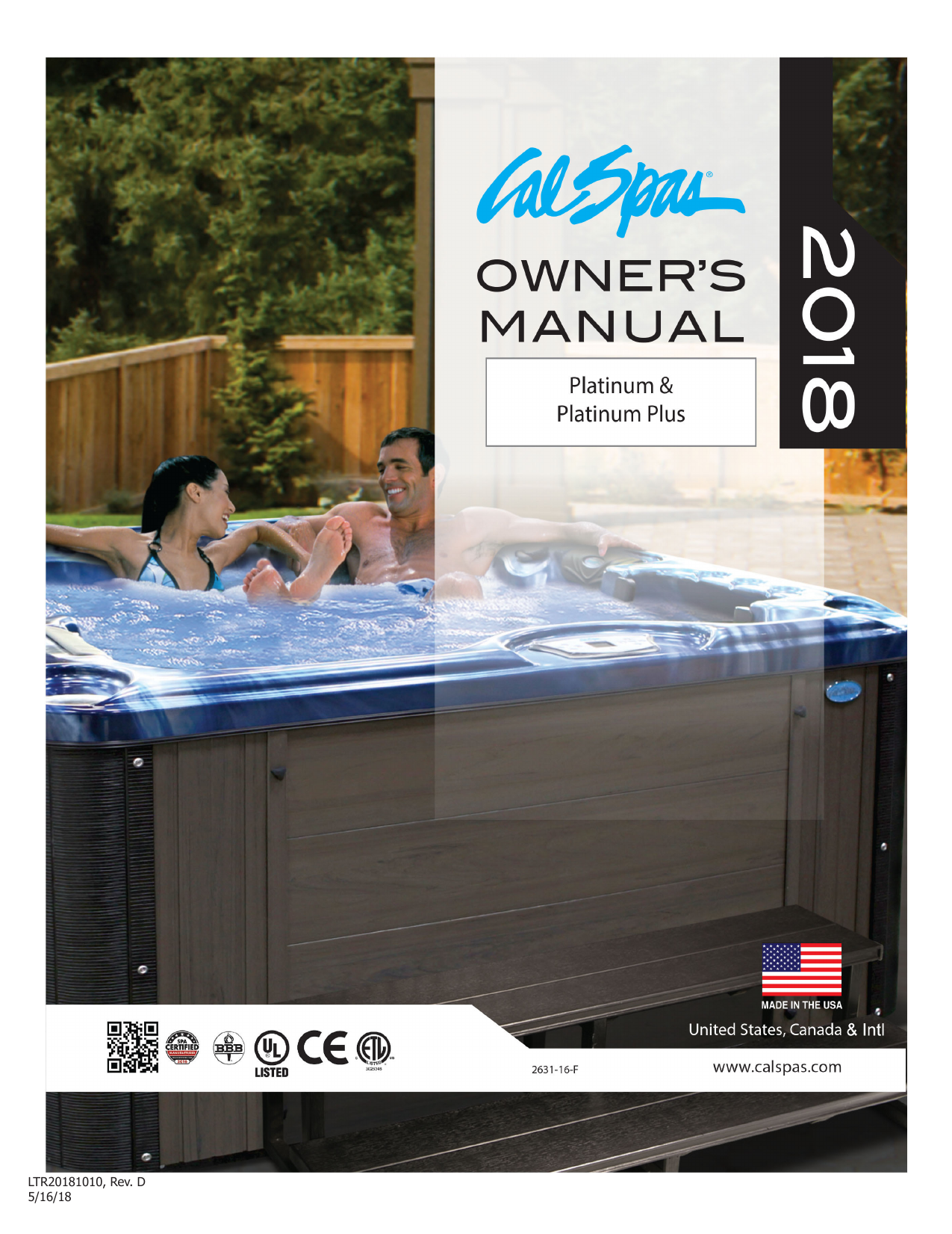 Cal Spas Platinum Spa 2018 Owner's Manual | Manualzz